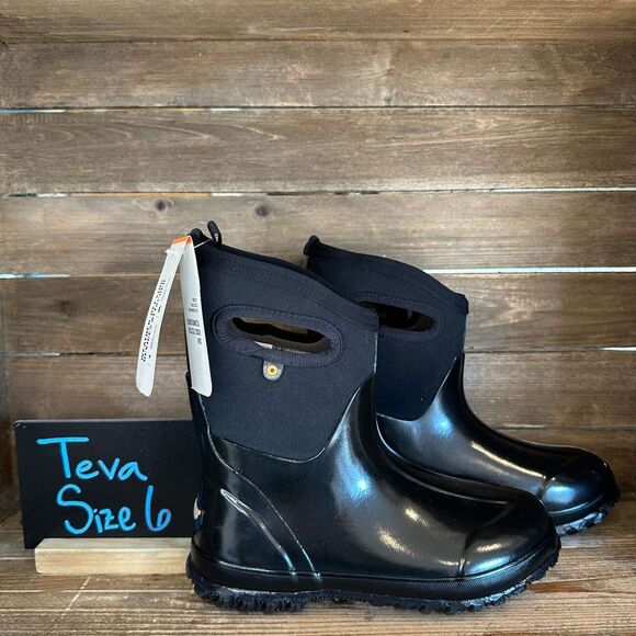 Bogs | Shoes | New Womens Bogs Classic Mid Handle Black Rubber ...